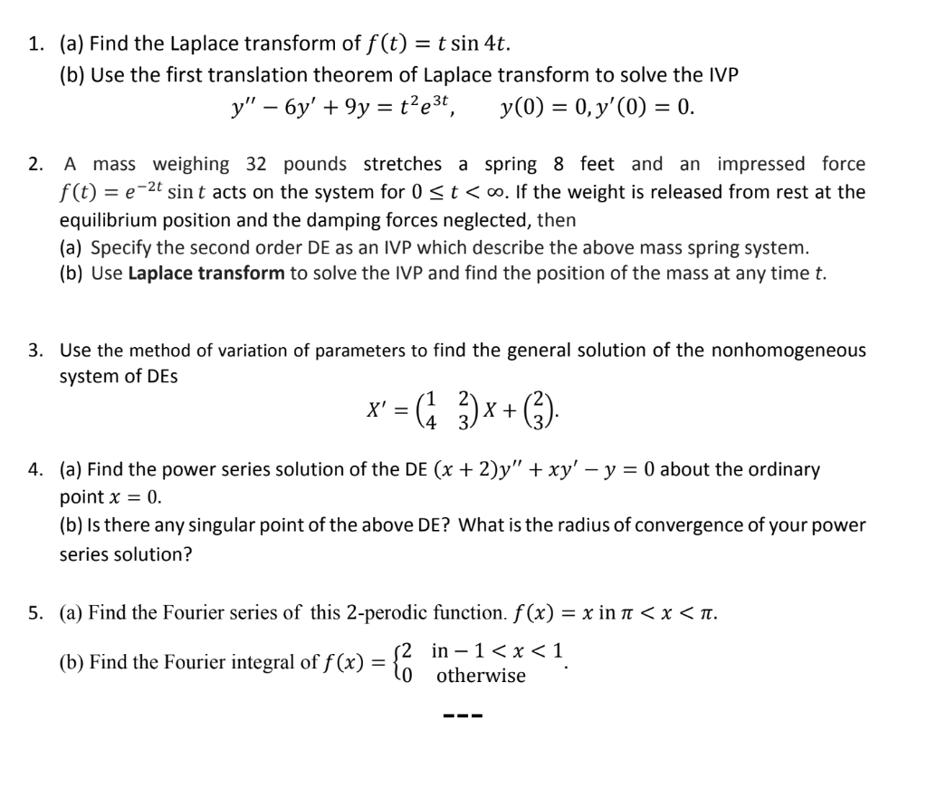Solved 1. (a) Find the Laplace transform of f(t) = t sin 4t. | Chegg.com