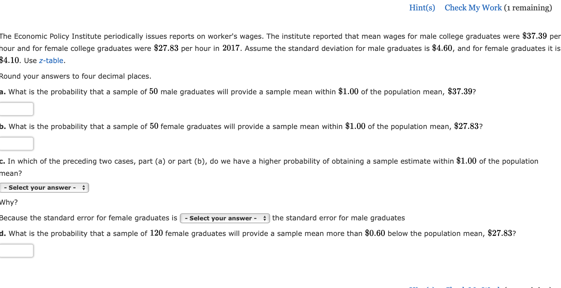Solved Hint(s) Check My Work (1 remaining) The Economic | Chegg.com