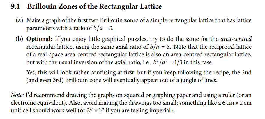 Solved 9.1 Brillouin Zones of the Rectangular Lattice (a) | Chegg.com