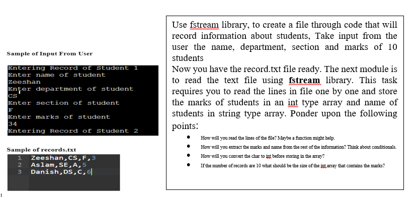Solved Sample of Input From User Entering Record of Student | Chegg.com
