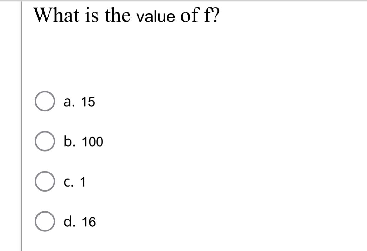 Consider the following data.What is the value of f ? | Chegg.com