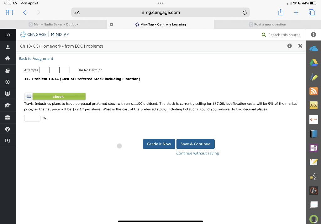 Solved Attempts Do No Harm / 1 11. Problem 10.14 (Cost of | Chegg.com