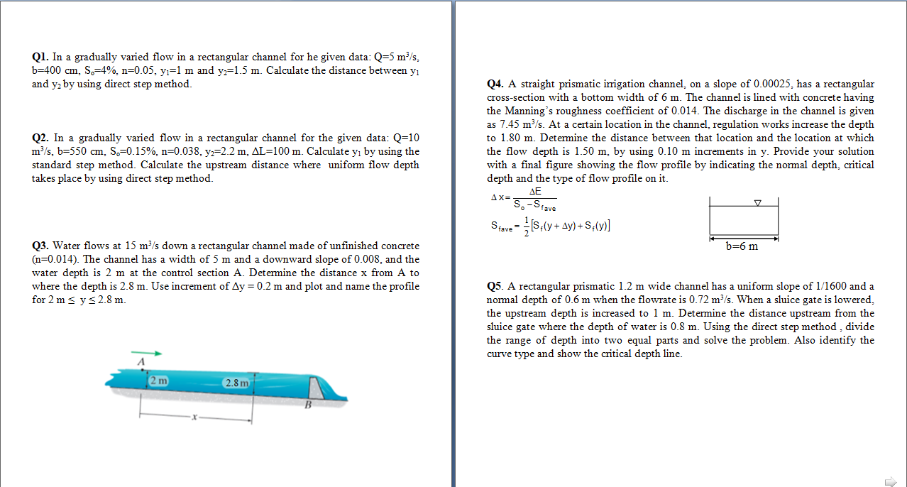 Solved Ql. In a gradually varied flow in a rectangular | Chegg.com