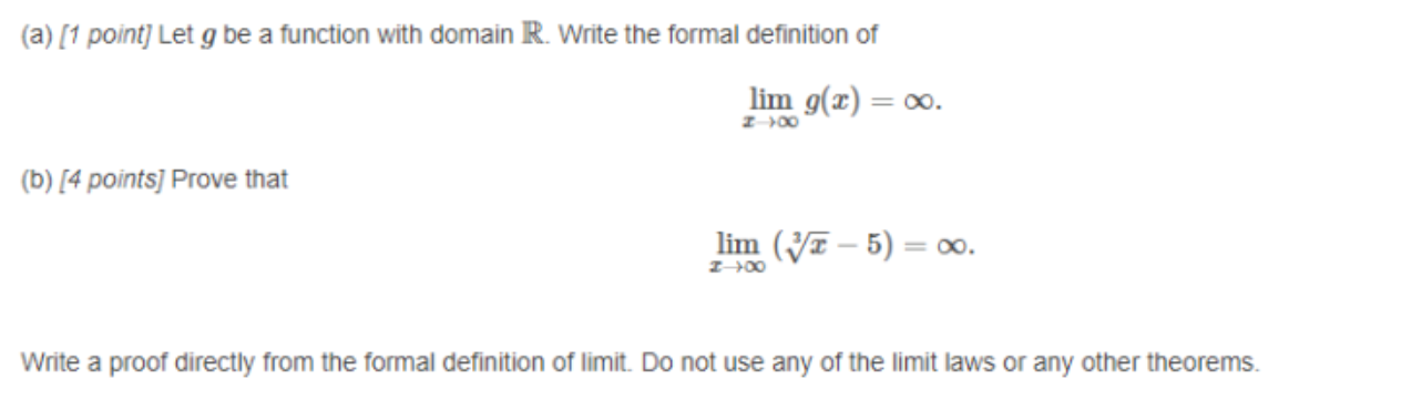 Solved (a) [1 point] Let g be a function with domain R. | Chegg.com