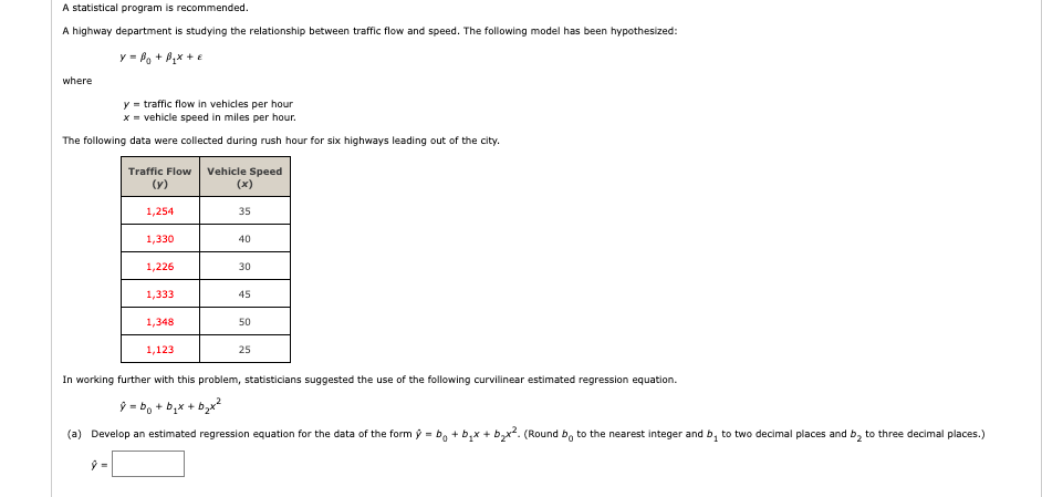 Solved A statistical program is recommended. A highway | Chegg.com