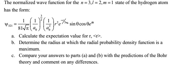 Solved The Normalized Wave Function For The N 3 1 2 M