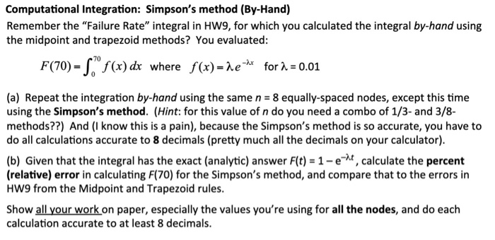 Solved Computational Integration: Simpson's method (By-Hand) | Chegg.com