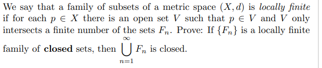 Solved We say that a family of subsets of a metric space | Chegg.com