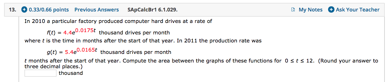 Solved 12. 0.33/0.66 points Previous Answers SApCalcBr1 | Chegg.com