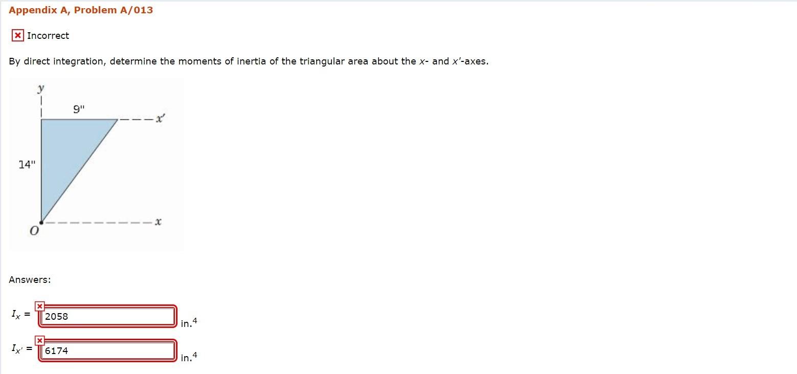Solved Appendix A, Problem A/013 x Incorrect By direct | Chegg.com