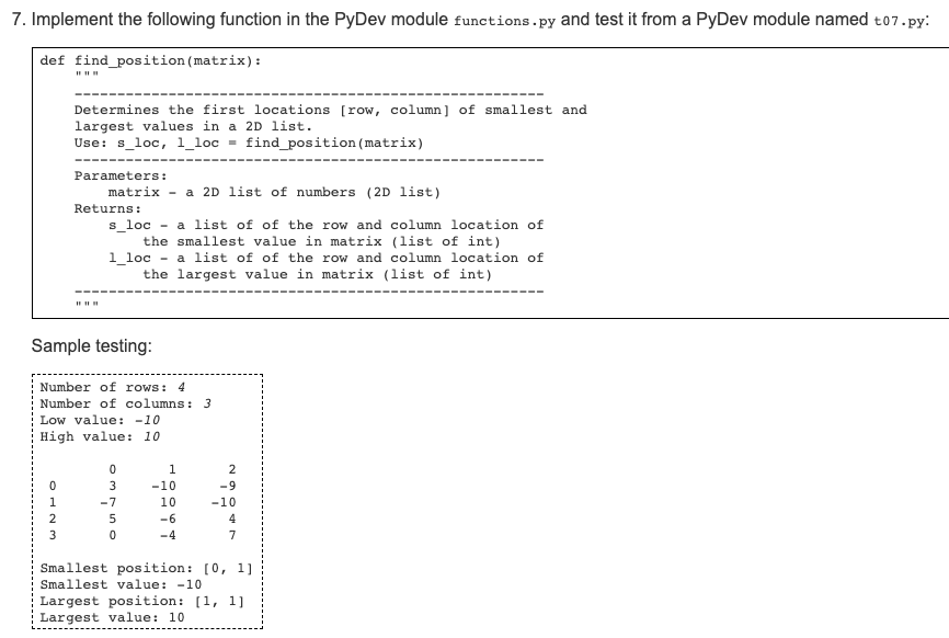 Solved 7. Implement the following function in the PyDev | Chegg.com