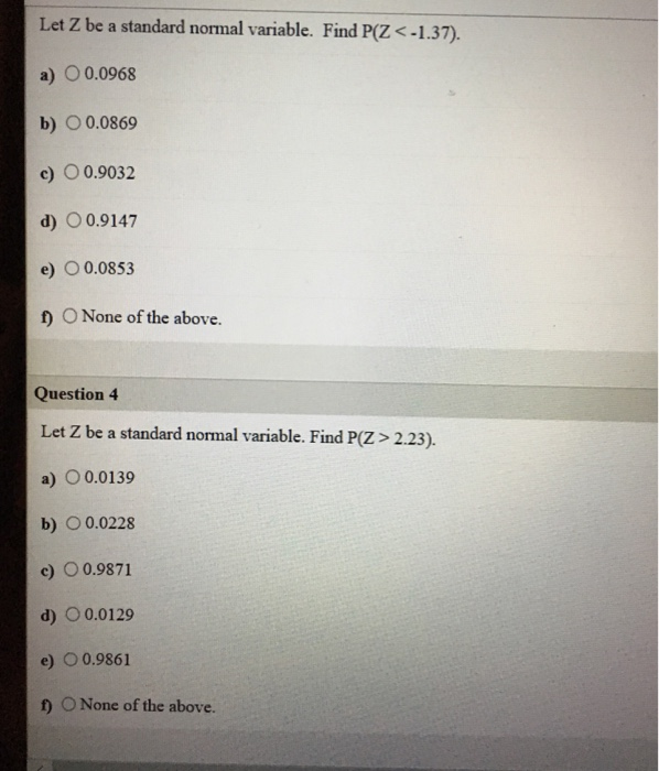 Solved Let Z be a standard normal variable. Find P(Z | Chegg.com