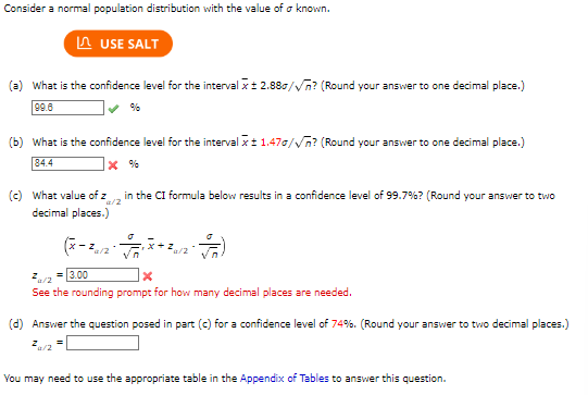 Solved (a) What is the confidence level for the interval x | Chegg.com