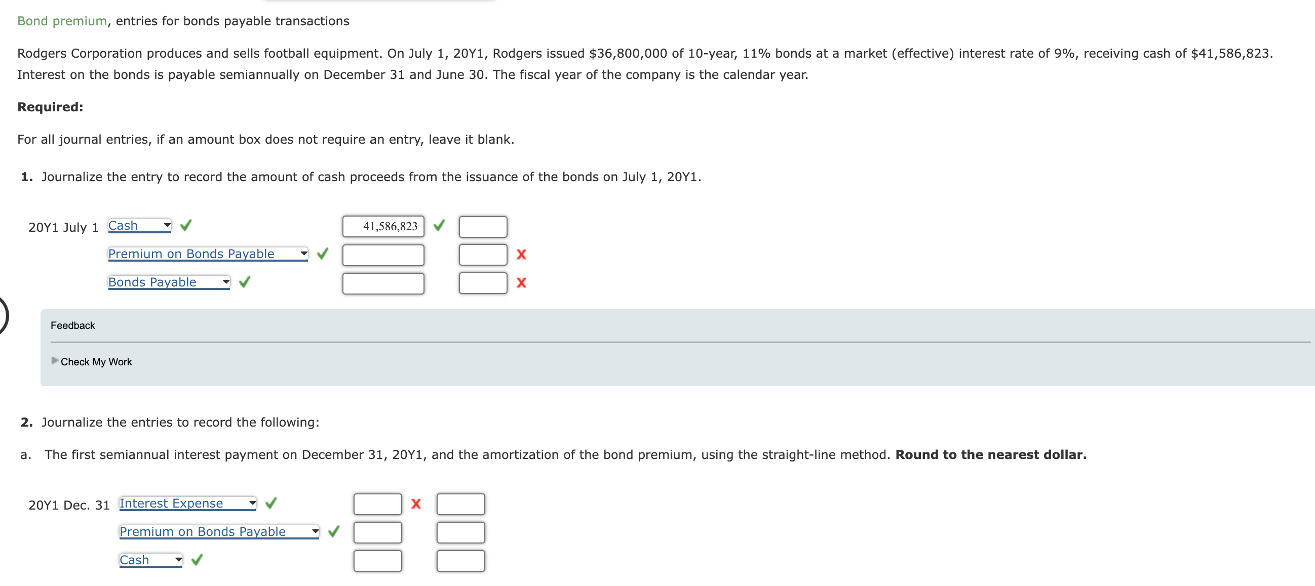 Solved Bond premium, entries for bonds payable transactions | Chegg.com