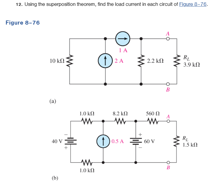 Solved 12. Using the superposition theorem, find the load | Chegg.com