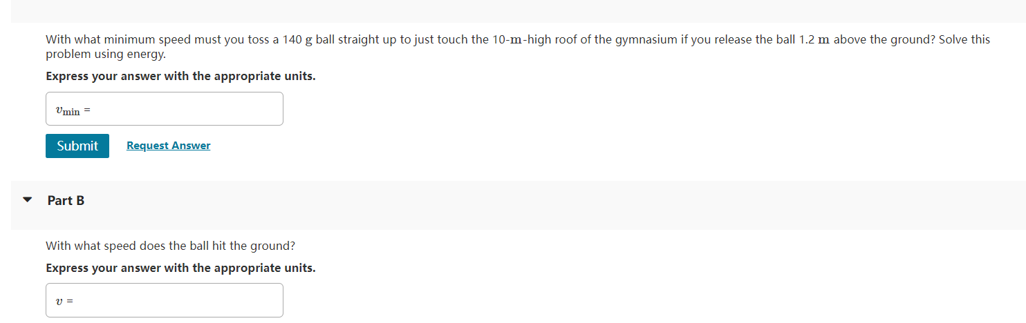 Solved With what minimum speed must you toss a 140 g ball | Chegg.com