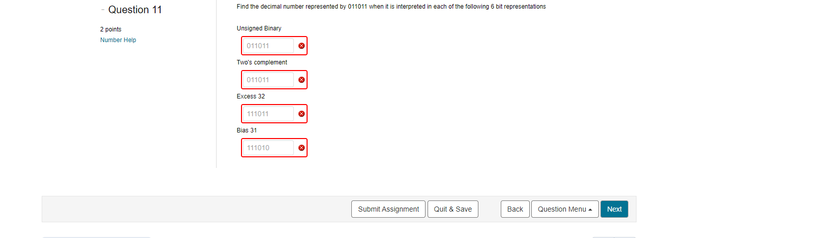 Solved Find the decimal number represented by 001111 when it | Chegg.com
