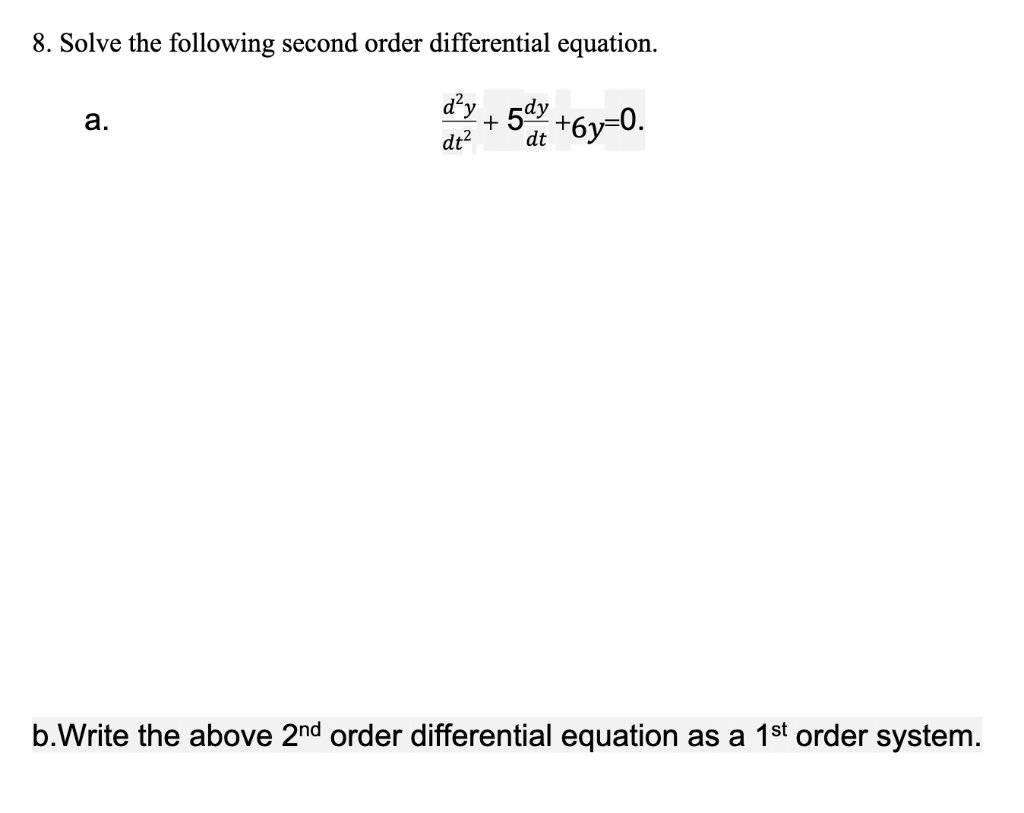 Solved 8. Solve the following second order differential | Chegg.com