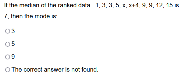 Solved If the median of the ranked data | Chegg.com