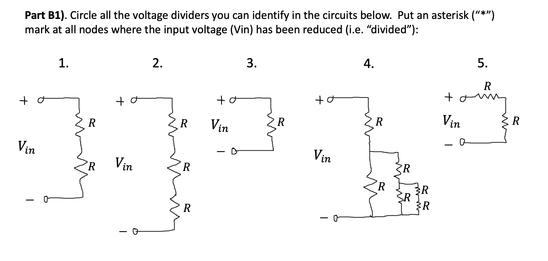 Solved Part B1). Circle all the voltage dividers you can | Chegg.com