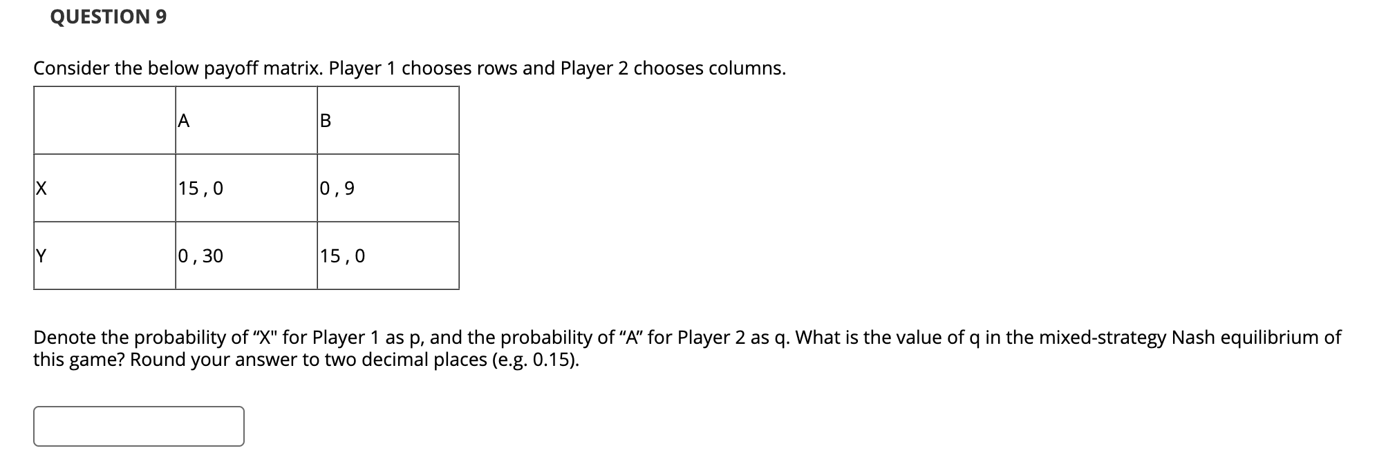 Solved QUESTION 9Consider the below payoff matrix. Player 1 | Chegg.com