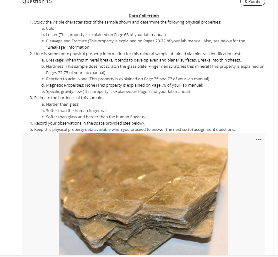 Solved Data Collection 1. Study the visible characteristics | Chegg.com
