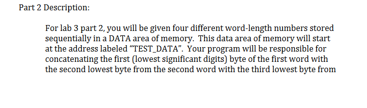 Part 2 Description: For lab 3 part 2, you will be | Chegg.com