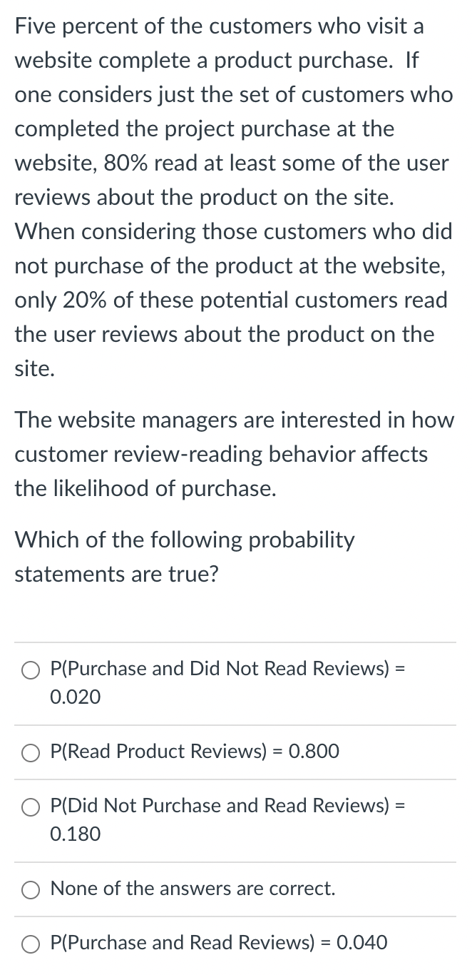 Solved website complete a product purchase. If one considers | Chegg.com