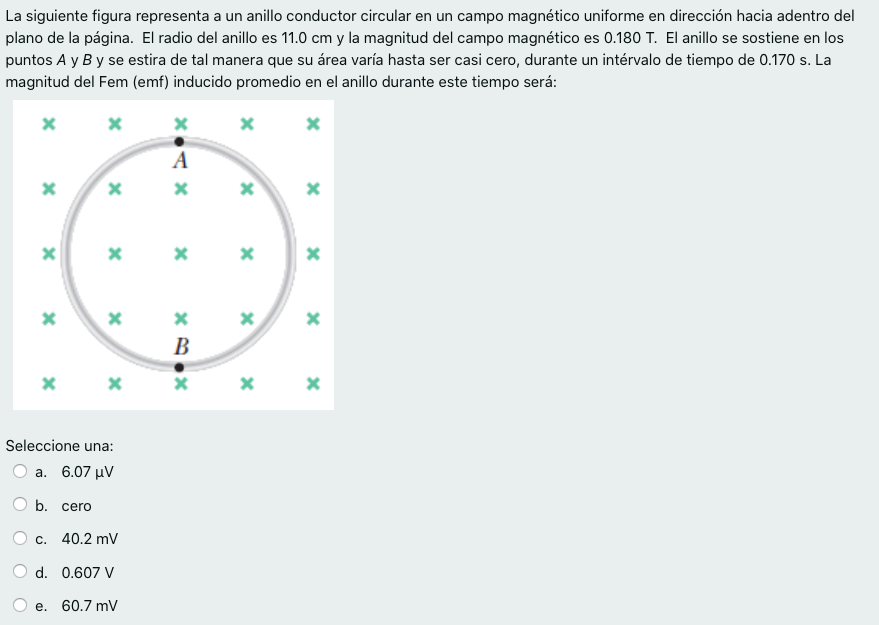 Solved La siguiente figura representa a un anillo conductor | Chegg.com