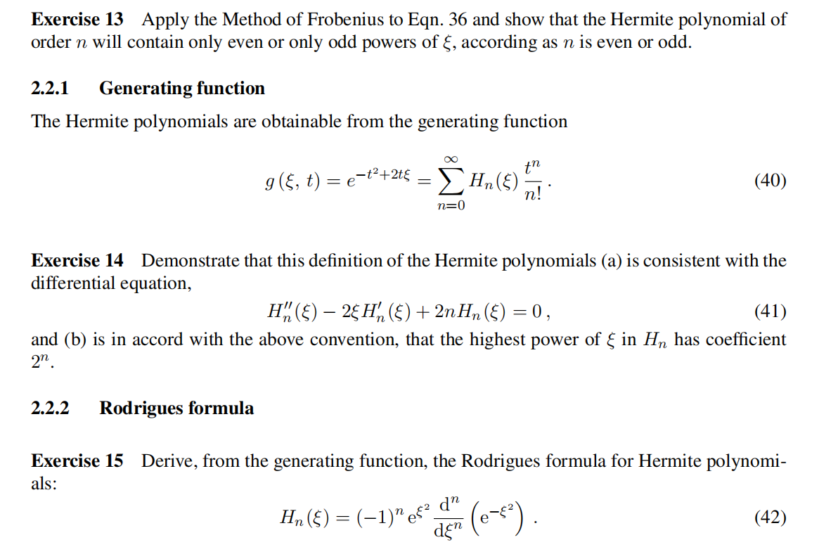 Solved 2. The Hermite Equation 2.1 The Simple Harmonic | Chegg.com