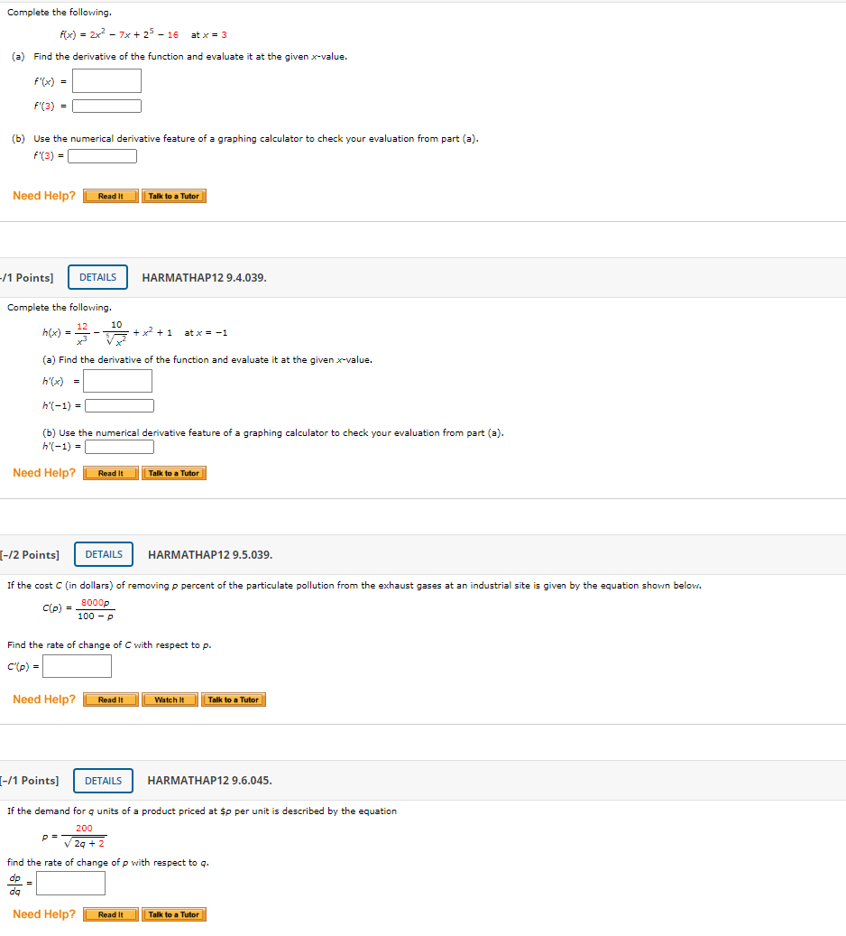 Solved Complete the following. F(x) = 2x2 - 7x + 25- - 16 at | Chegg.com