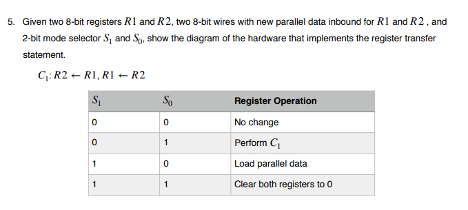 Solved 5. Given two 8-bit registers R1 and R2, two 8-bit | Chegg.com