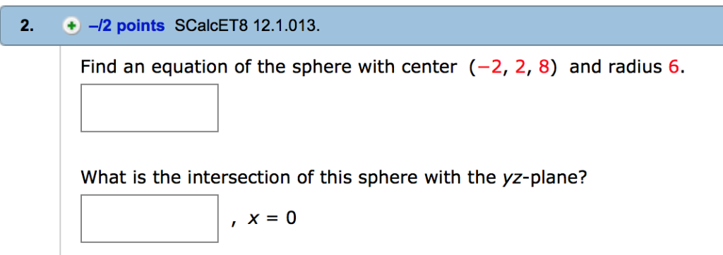 Solved 2 -12 points SCalcET8 12.1.013. Find an equation of | Chegg.com
