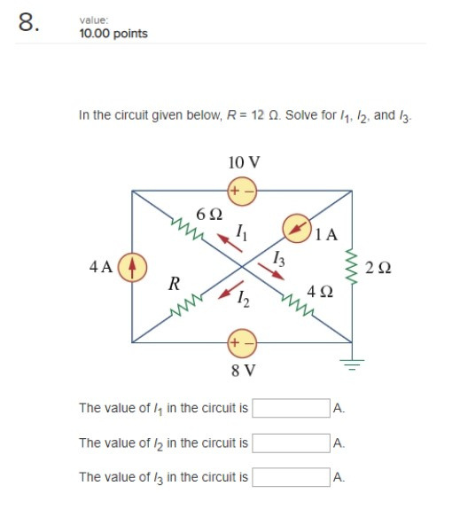 Solved In the circuit given below, R=12Ω. Solve for l1,l2, | Chegg.com