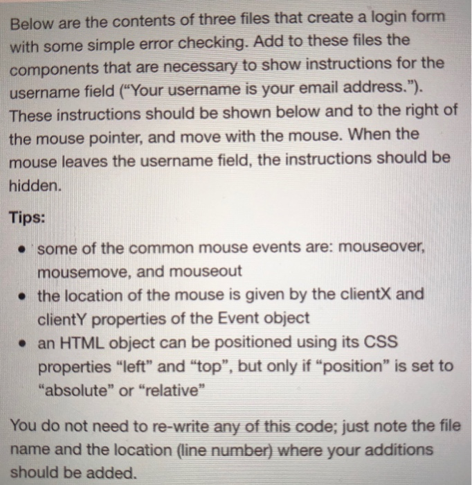Solved Below are the contents of three files that create a | Chegg.com