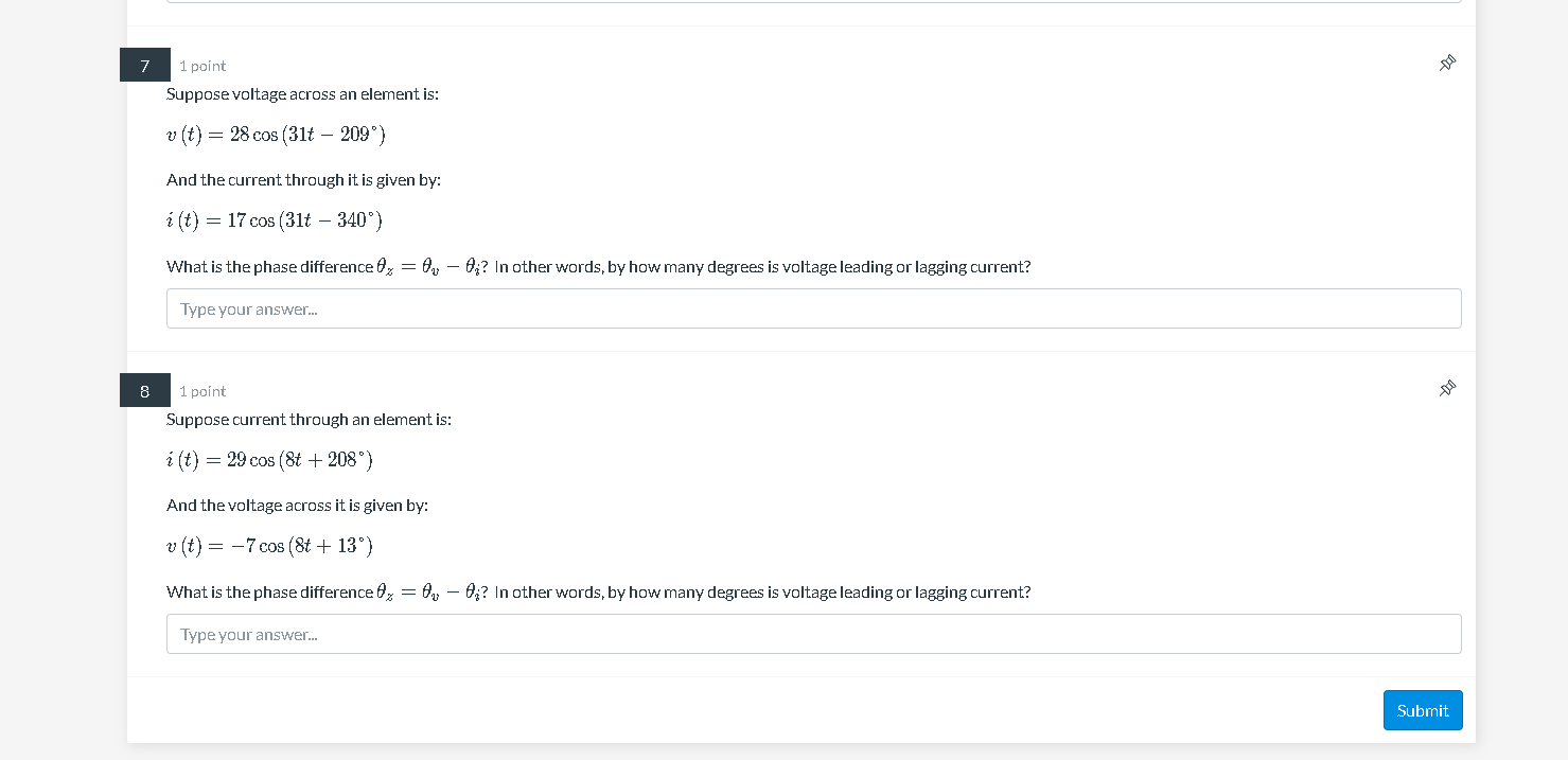 Solved Your answer should be given between -179 degrees and | Chegg.com