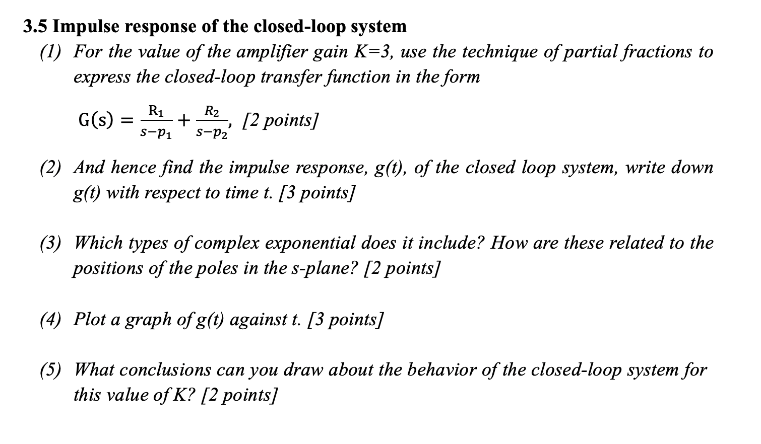 3.5 Impulse response of the closed-loop system (1) | Chegg.com