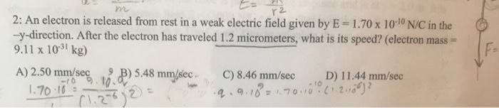 Solved 2: An electron is released from rest in a weak | Chegg.com