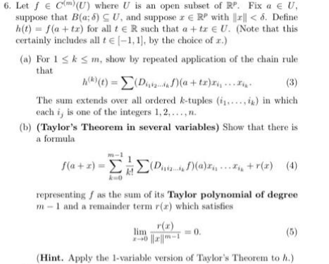 Solved Let f∈C(m)(U) where U is an open subset of RP. Fix | Chegg.com