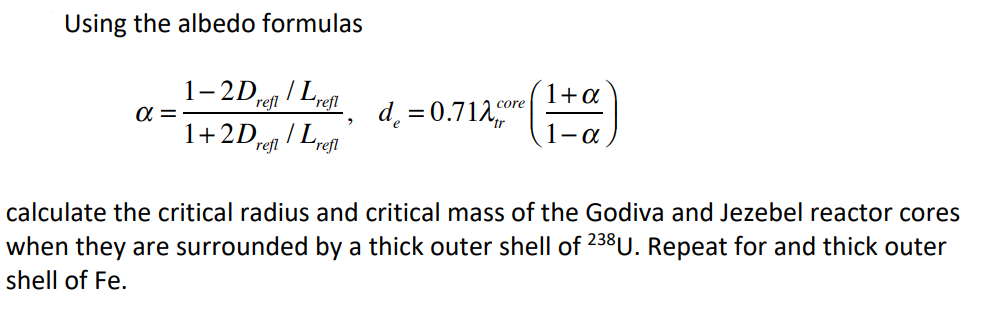 Solved Using the albedo formulas 1+ a core OL= 1–2Dreft Left | Chegg.com