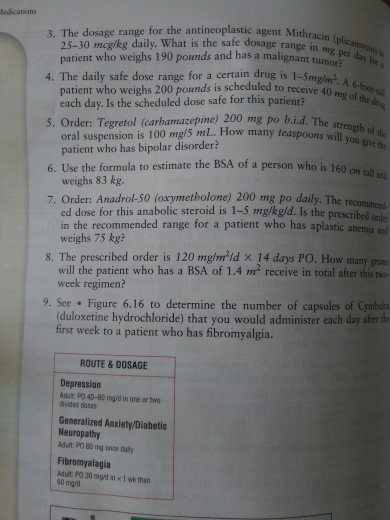 Solved edications 3. The dosage range for the antineoplastic | Chegg.com