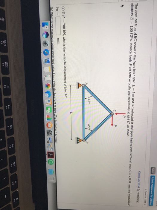 Solved The three-bar truss ABC shown in the figure has a | Chegg.com