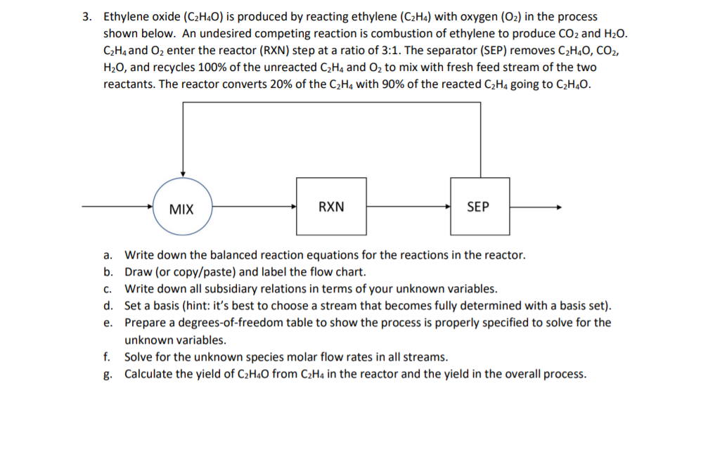 Solved 3. Ethylene oxide (C2H40) is produced by reacting | Chegg.com
