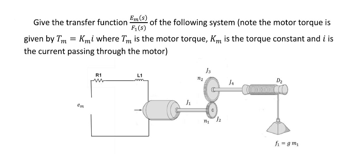 Em(s) Give the transfer function of the following | Chegg.com