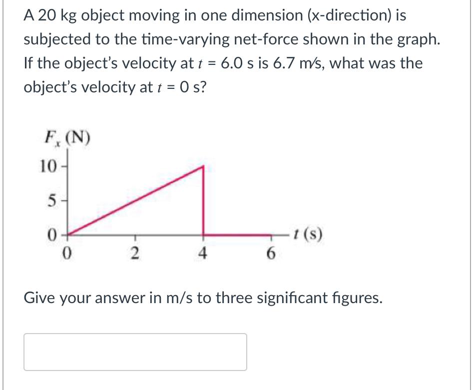 Solved A 20 kg object moving in one dimension ( x-direction) | Chegg.com