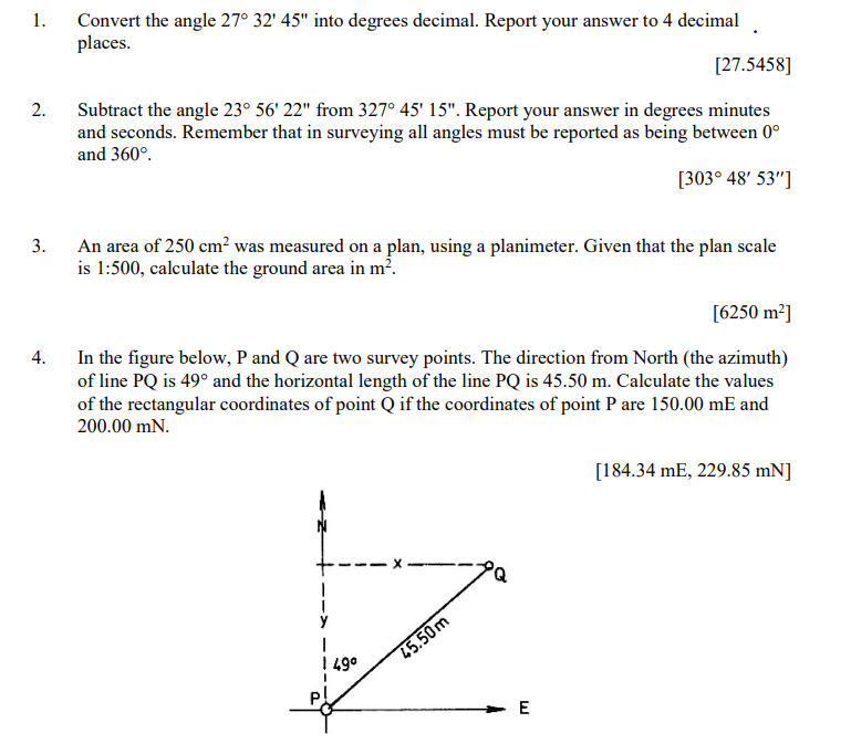 Solved 1. Convert the angle 27∘32′45′′ into degrees decimal. | Chegg.com
