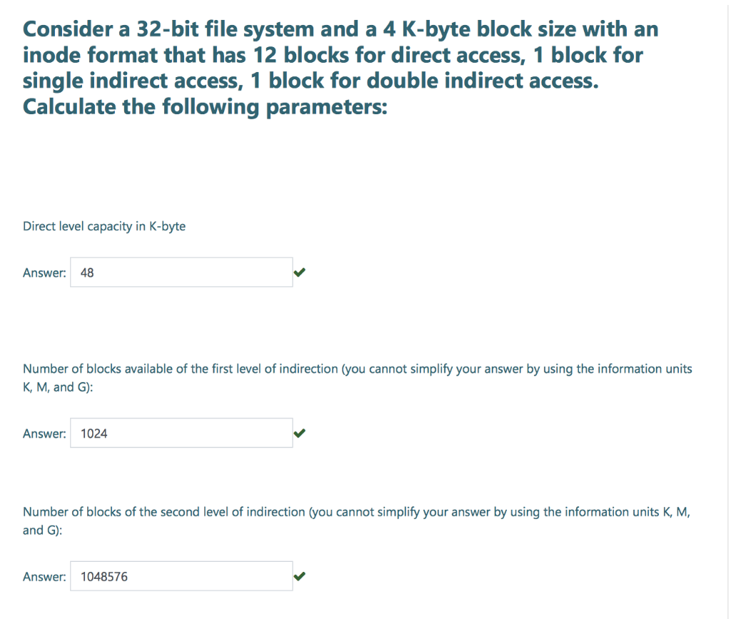  Solved Consider 32 Bit File System 4 K Byte Block Size Inode Format 