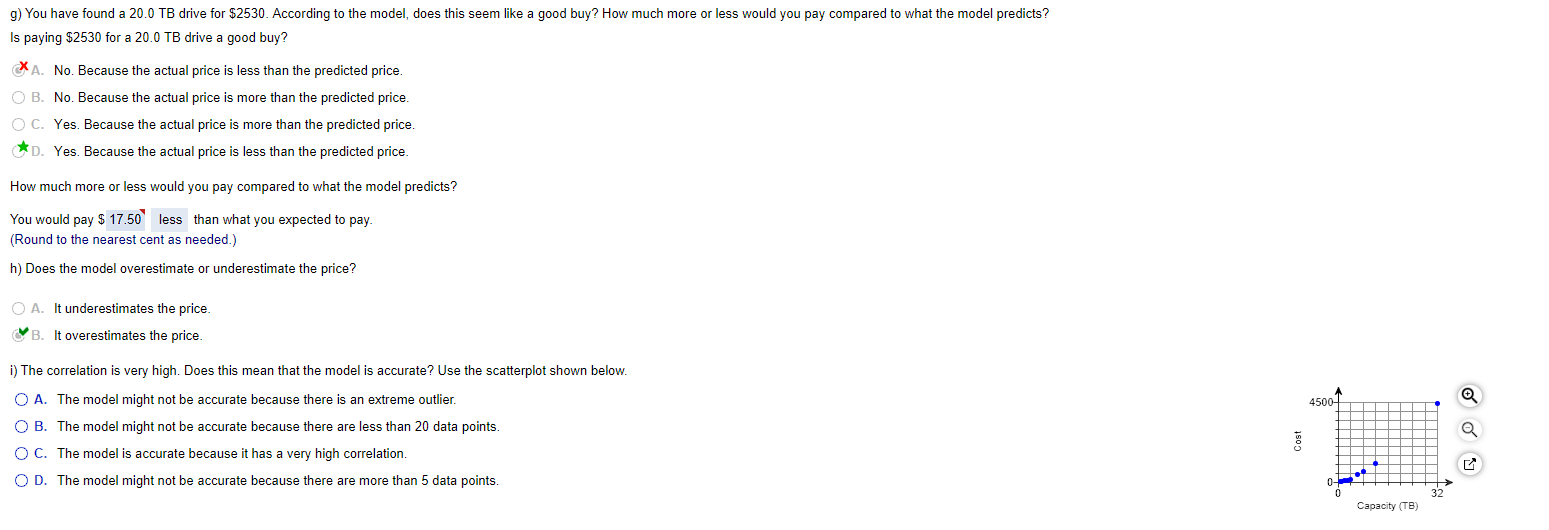Capacity (in TB)Price (in | Chegg.com