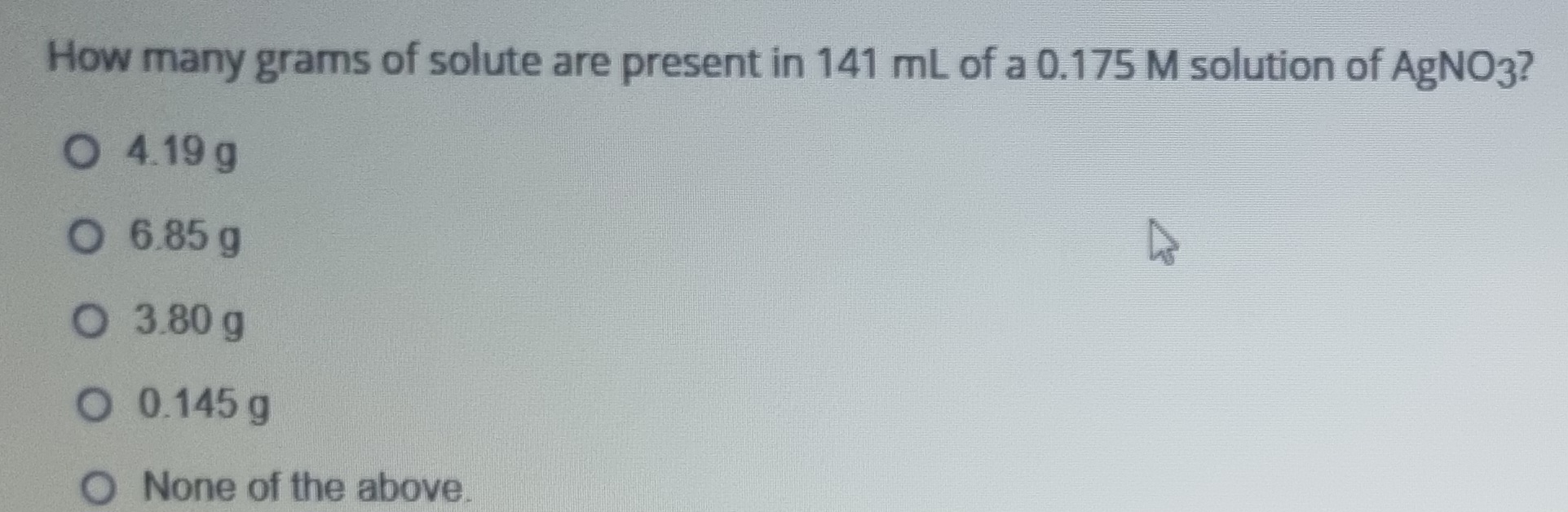 Solved How many grams of solute are present in 141 mL of a | Chegg.com