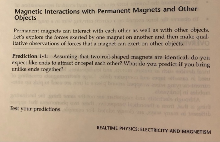 Solved 1. Fiddle with the two permanent magnets. Explore the | Chegg.com